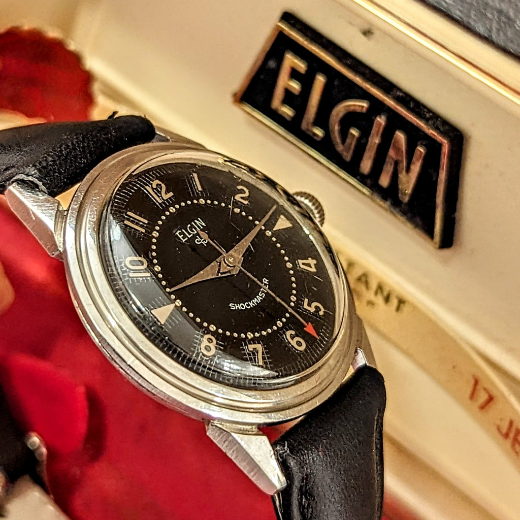 ELGIN Dolphin Watch Durapower Shockmaster Wristwatch Ref. 5918 Black D ...