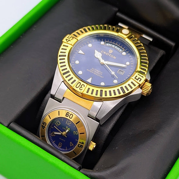 CROTON Wristwatch Two Time Zone Automatic and Quartz with Day Date Wat ...