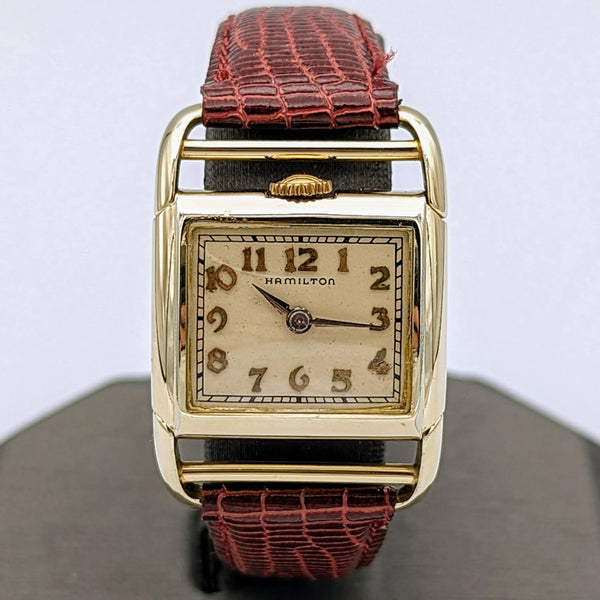 1938-39 HAMILTON Contour Watch "Curved to Fit the Wrist" Driver Wristw ...