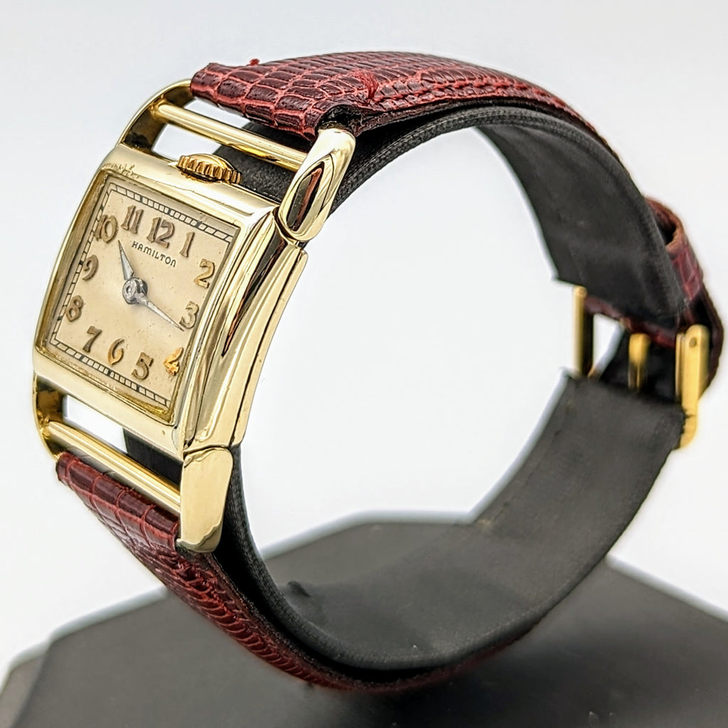 1938-39 HAMILTON Contour Watch "Curved to Fit the Wrist" Driver Wristw ...