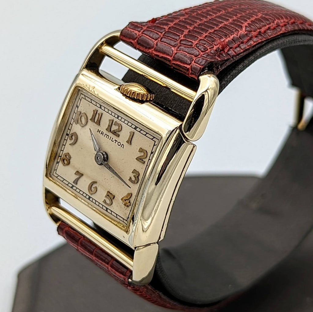 1938-39 HAMILTON Contour Watch "Curved to Fit the Wrist" Driver Wristw ...