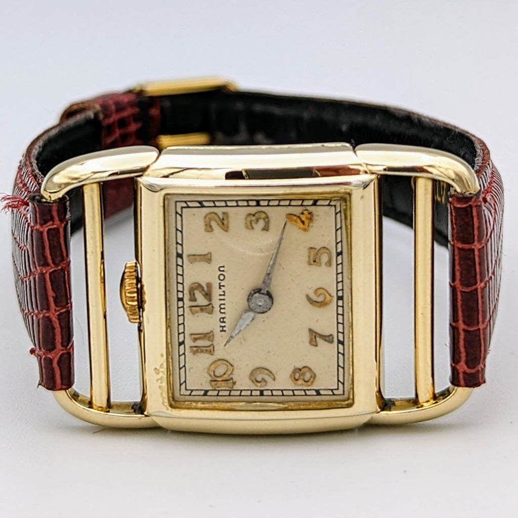 1938-39 HAMILTON Contour Watch "Curved to Fit the Wrist" Driver Wristw ...