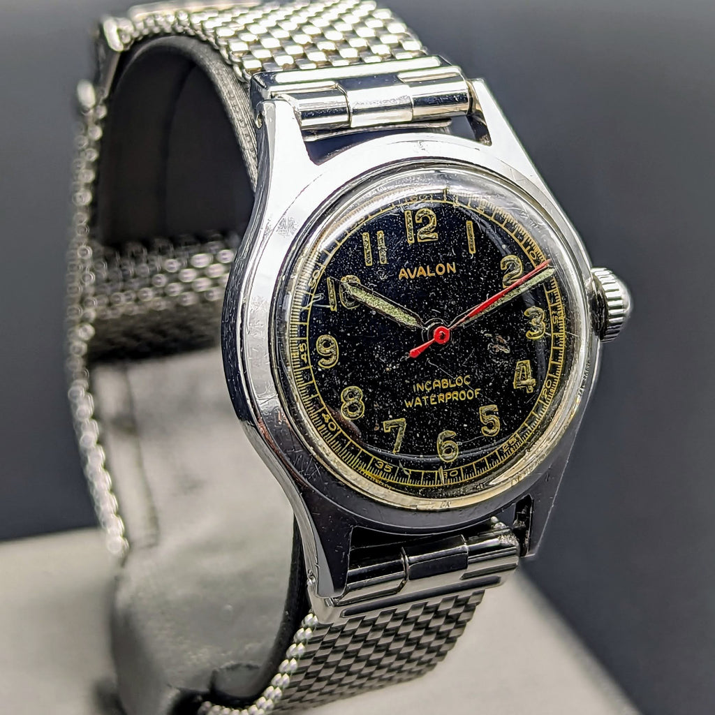 AVALON Wristwatch Vintage Military Style Incabloc Swiss 17 Jewels Watc ...