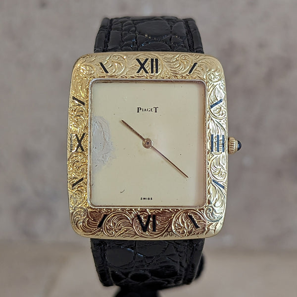 Vintage PIAGET Wristwatch 18K Gold ULTRA-THIN Movement Cal. 9P 18 Jewe ...