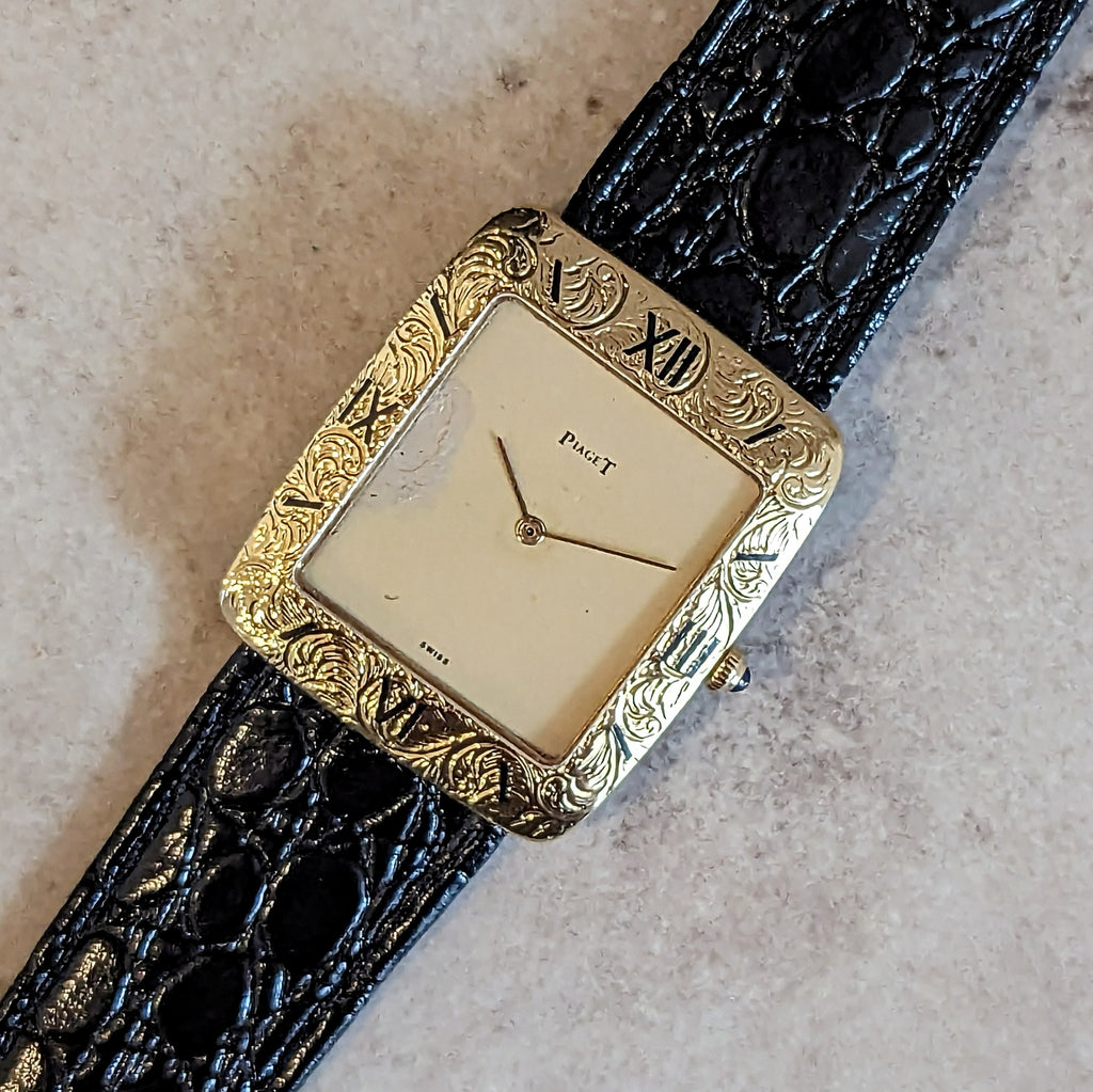 Vintage PIAGET Wristwatch 18K Gold ULTRA-THIN Movement Cal. 9P 18 Jewe ...