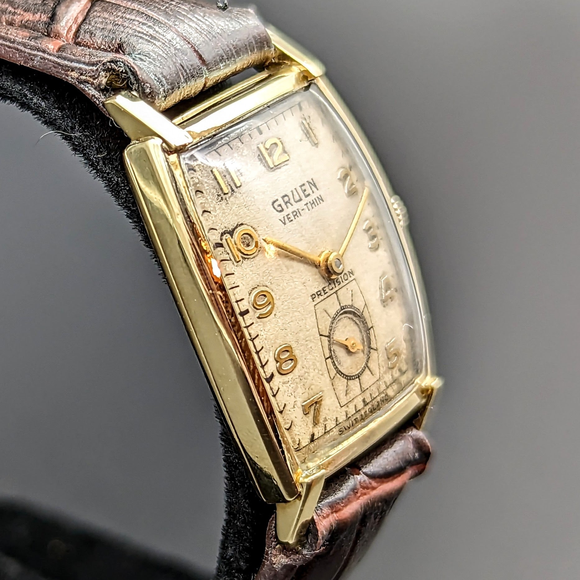 GRUEN Precision Wristwatch 14K GOLD Swiss Cal. 430 17 Jewel Vintage Wa ...