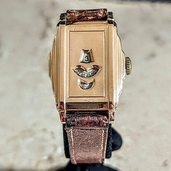 OLLENDORFF Jump Hour Wristwatch Vintage Digital Watch Swiss Made 7 Jew ...