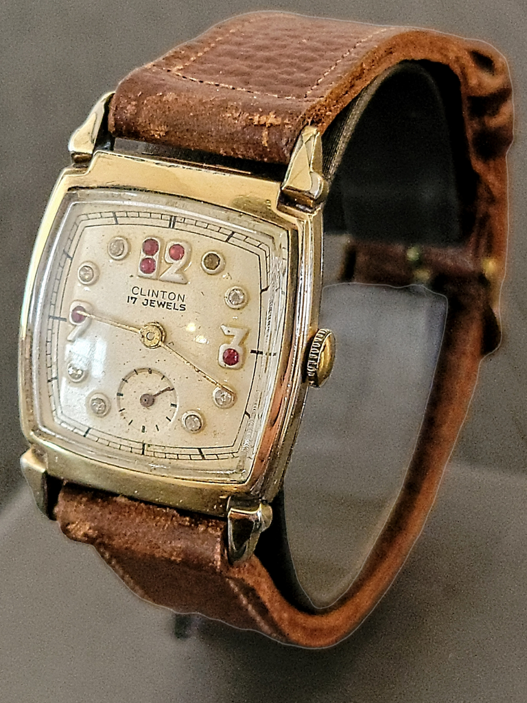 1940's CLINTON Watch "Ruby & Diamond Dial" 17 Jewels Swiss – SECOND ...