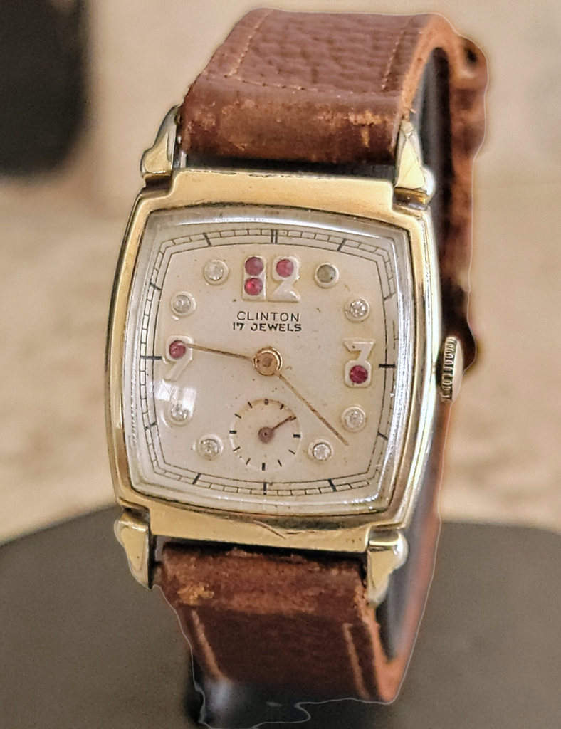 1940's CLINTON Watch "Ruby & Diamond Dial" 17 Jewels Swiss – SECOND ...