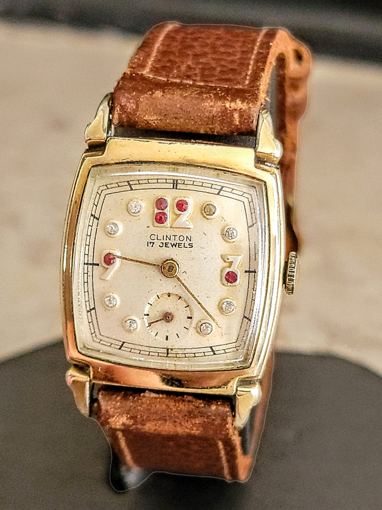 1940's CLINTON Watch "Ruby & Diamond Dial" 17 Jewels Swiss – SECOND ...