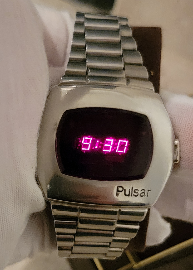1973 PULSAR P2 Astronaut Wristwatch LED Digital Watch - All S. Steel ...