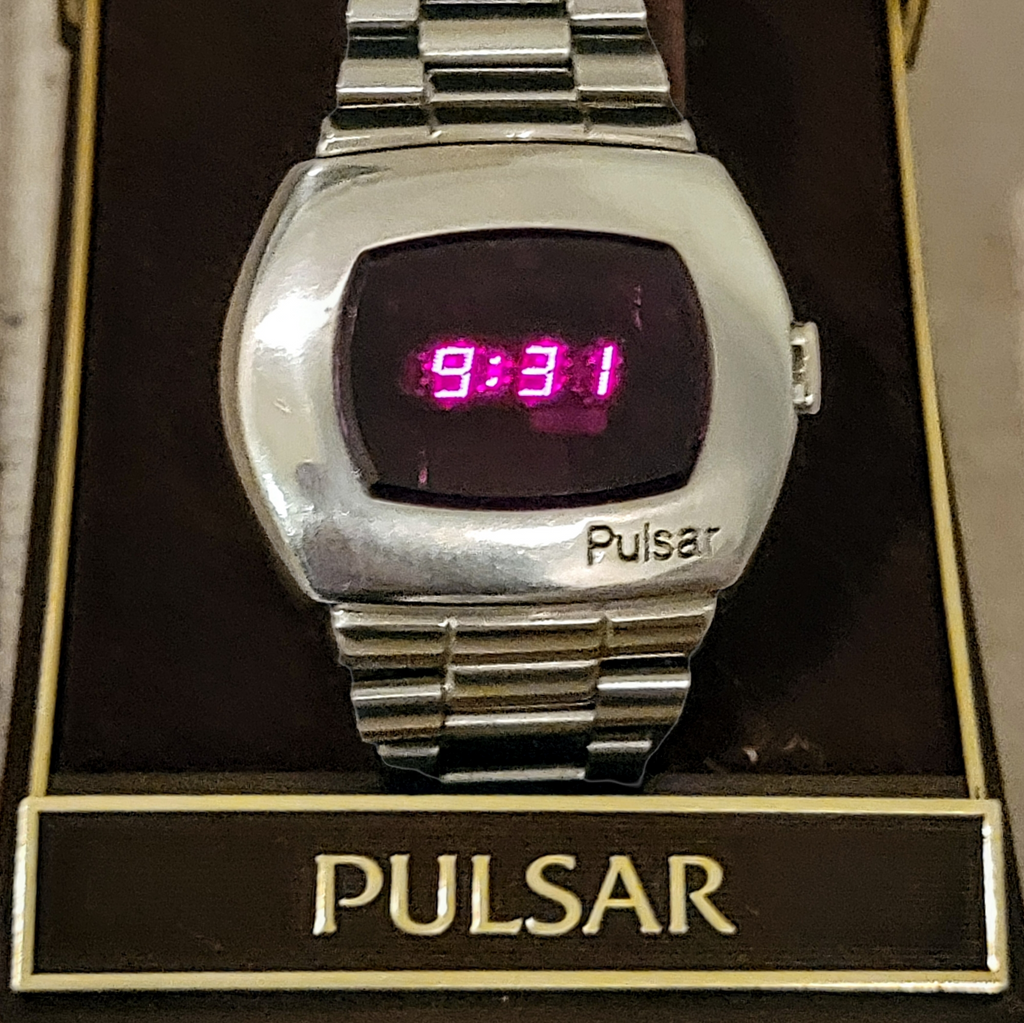 1973 PULSAR P2 Astronaut Wristwatch LED Digital Watch - All S. Steel ...