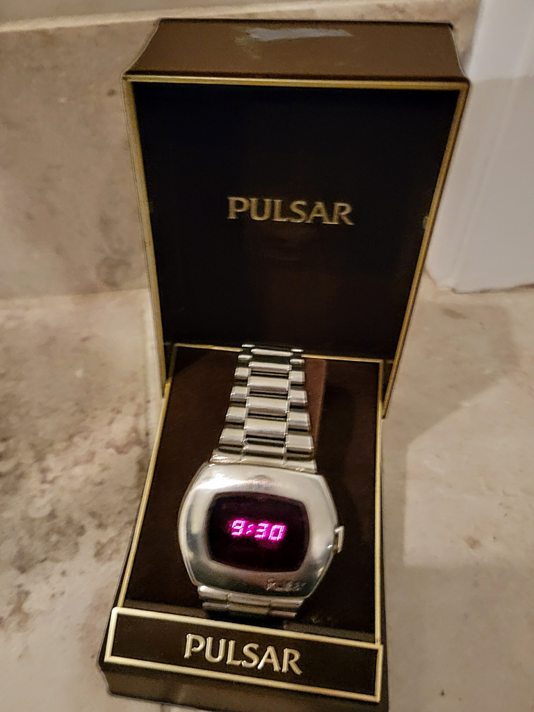 1973 PULSAR P2 Astronaut Wristwatch LED Digital Watch - All S. Steel ...